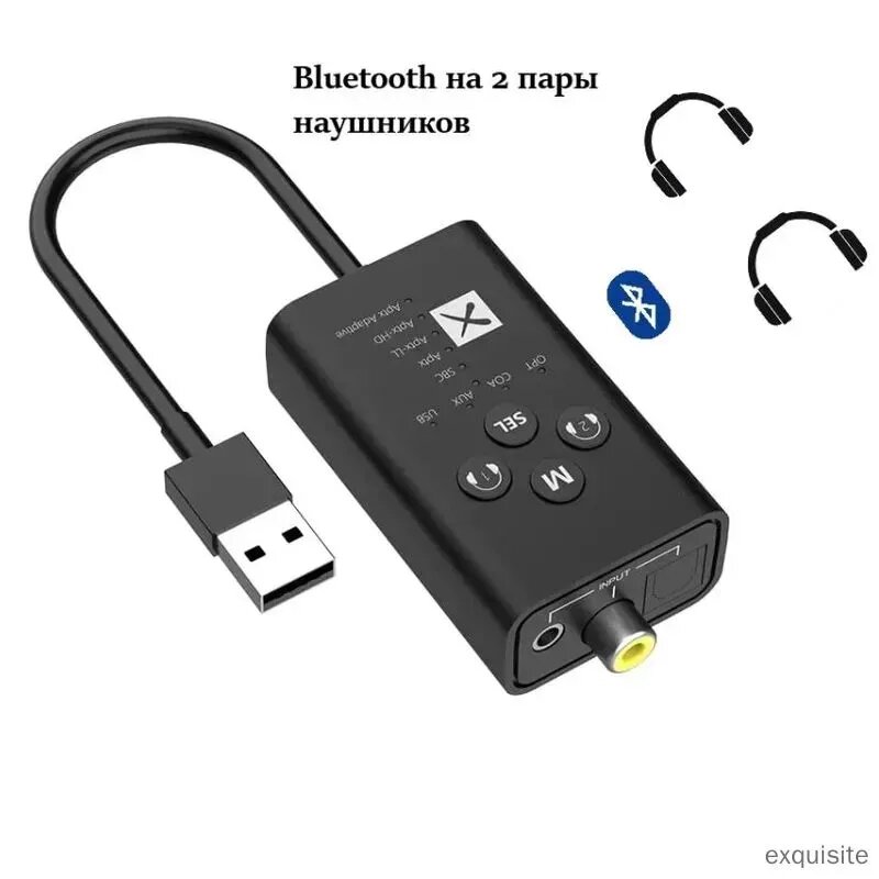 Bluetooth-передатчик аудио для двух Bluetooth-устройств, две пары наушников, подключённых к PC TV, PS5 Bluetooth 5.0, 5.3.