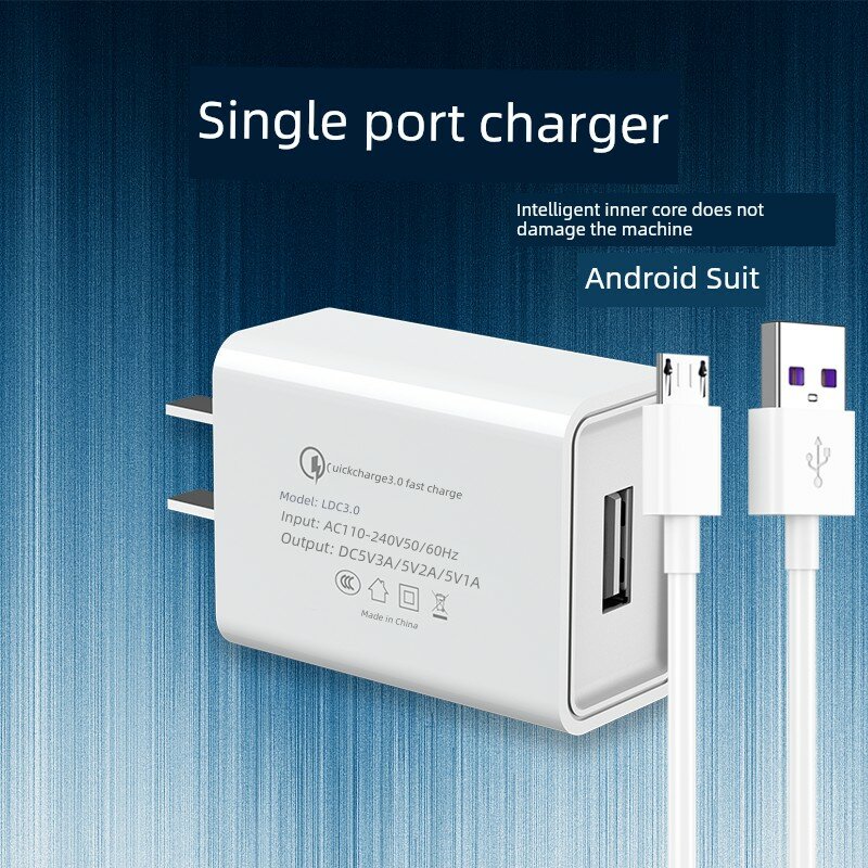 1-портовый USB-адаптер с выходом 3А, включает кабель Android 1,5 м с ступенчатым разъемом