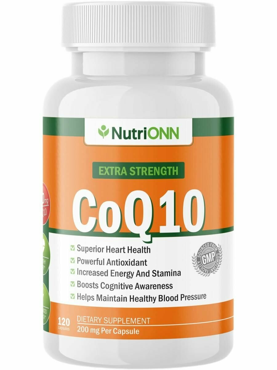 Коэнзим Q10 NutriONN 200 мг 120 капсул, для клеточной энергии и поддержки сердца