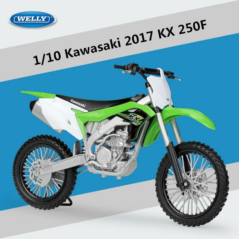 Модель мотоцикла Welly 1:10 Kawasaki KX 250F 2017, зеленый