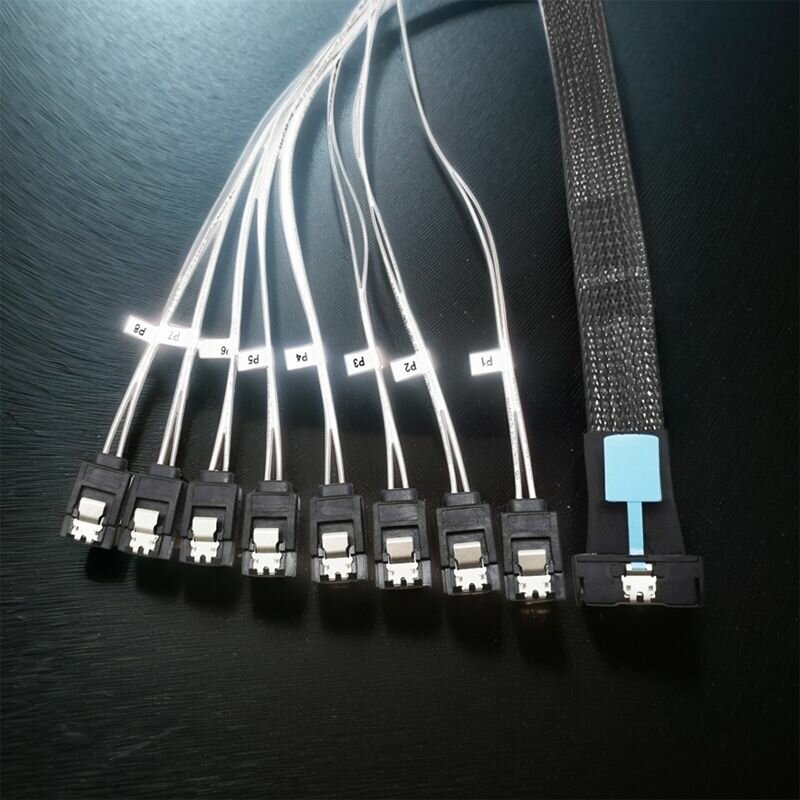 (T O Q G) Кабель-Переходник Для SAS SFF-8654 8I На 8X SATA Серверного Жесткого Диска