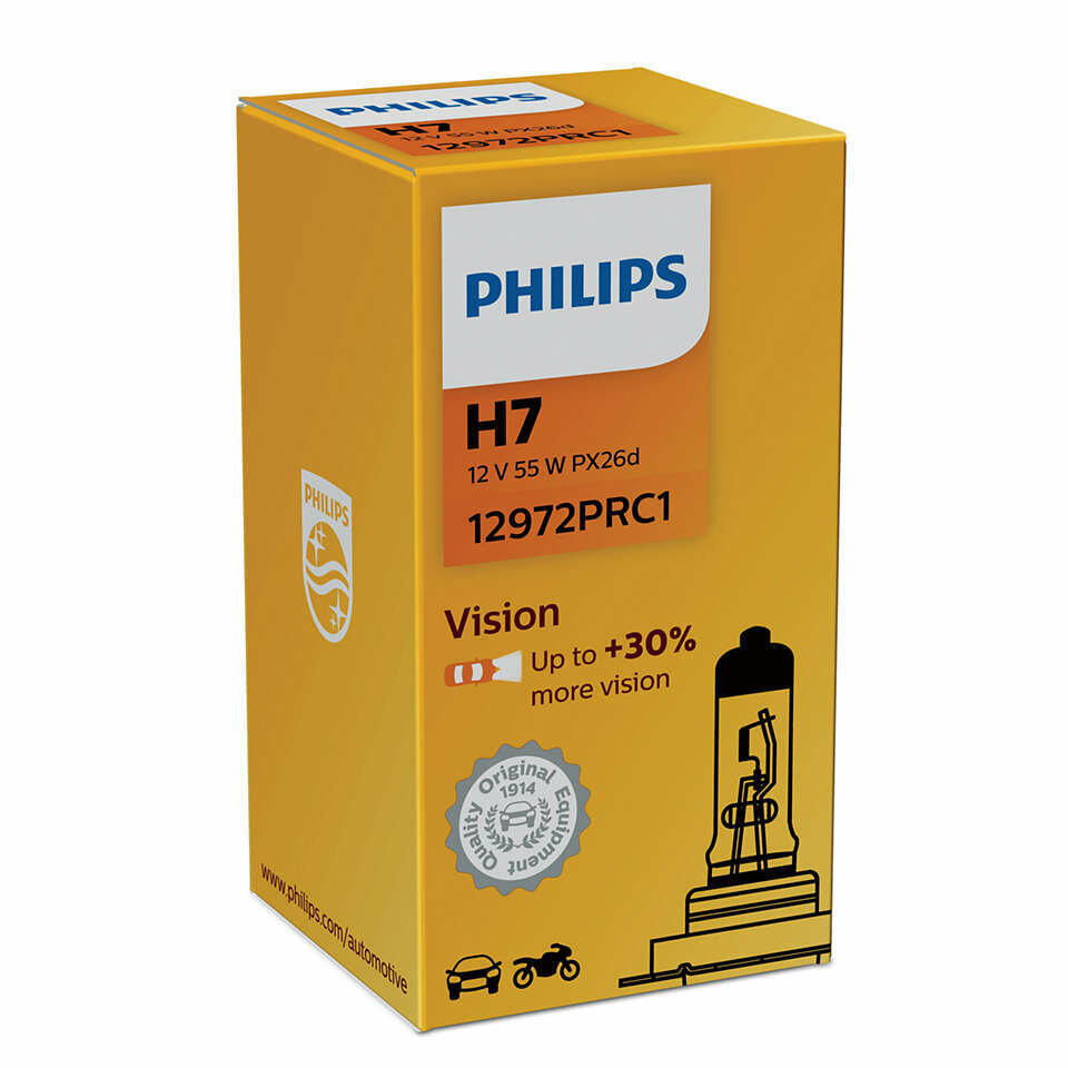 Лампа H7 12V 55W PX26d +30% premium/vision / Philips / 12972PRC1