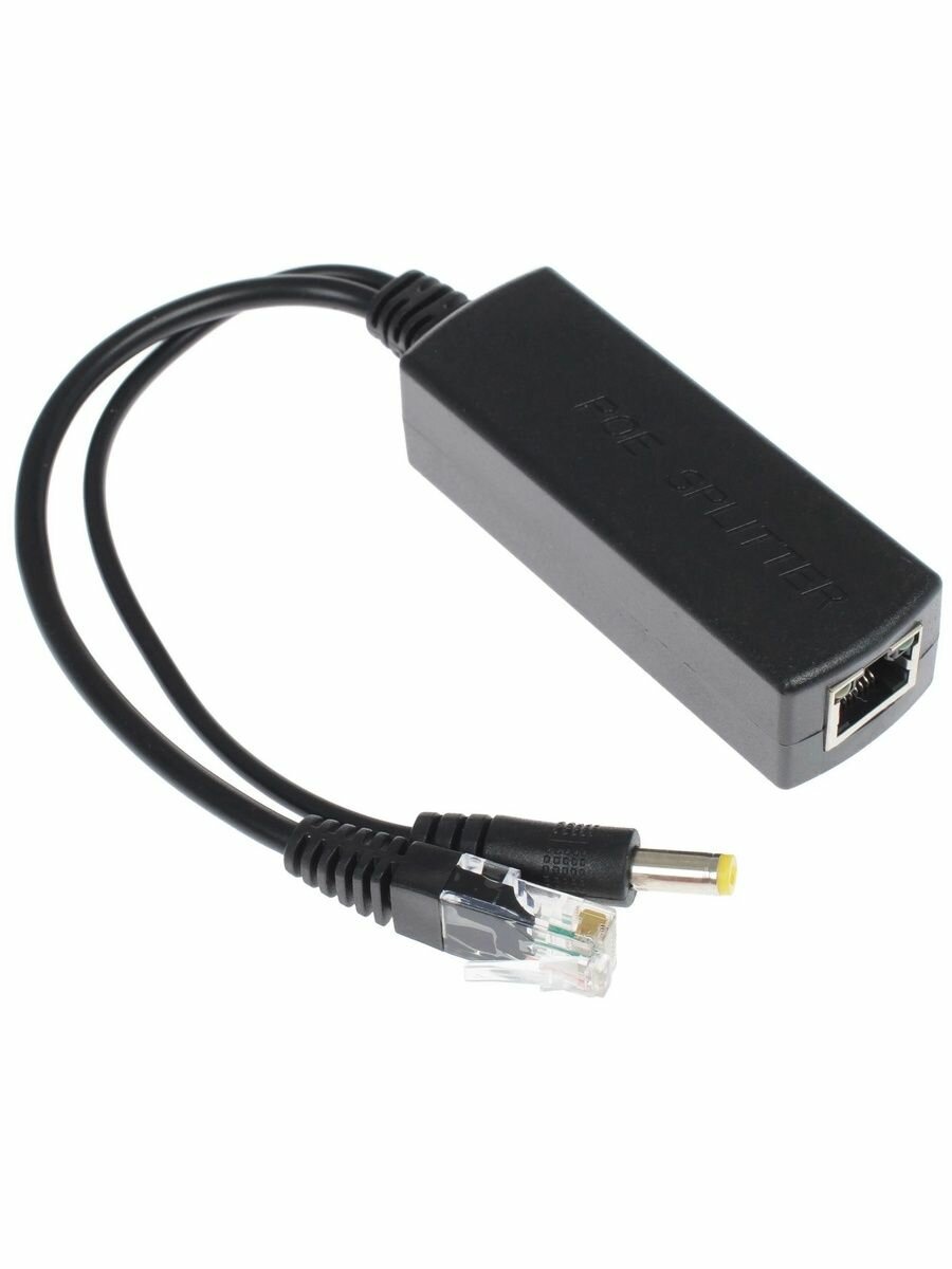 POE-сплиттер (приёмник) для помещений. Вход: RJ45 POE 48В, выход: RJ45 + DC 12В (ORIENT POE-655R 48V)