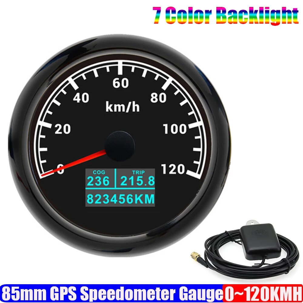 85 мм GPS-спидометр 0-120 км/ч, 7 цветов, COG TRIP