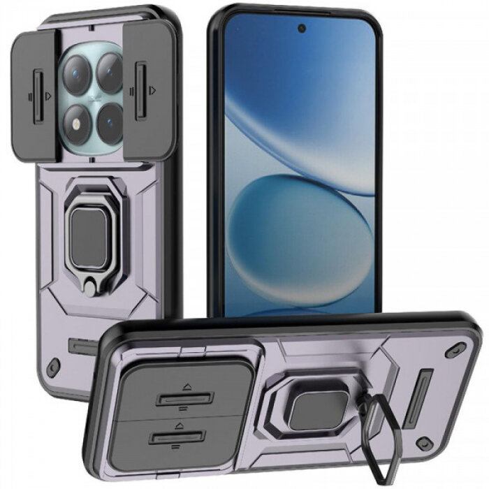 Transformer Ring Holder Противоударный чехол с кольцом и шторкой камеры для Xiaomi Redmi Note 15 Pro Plus