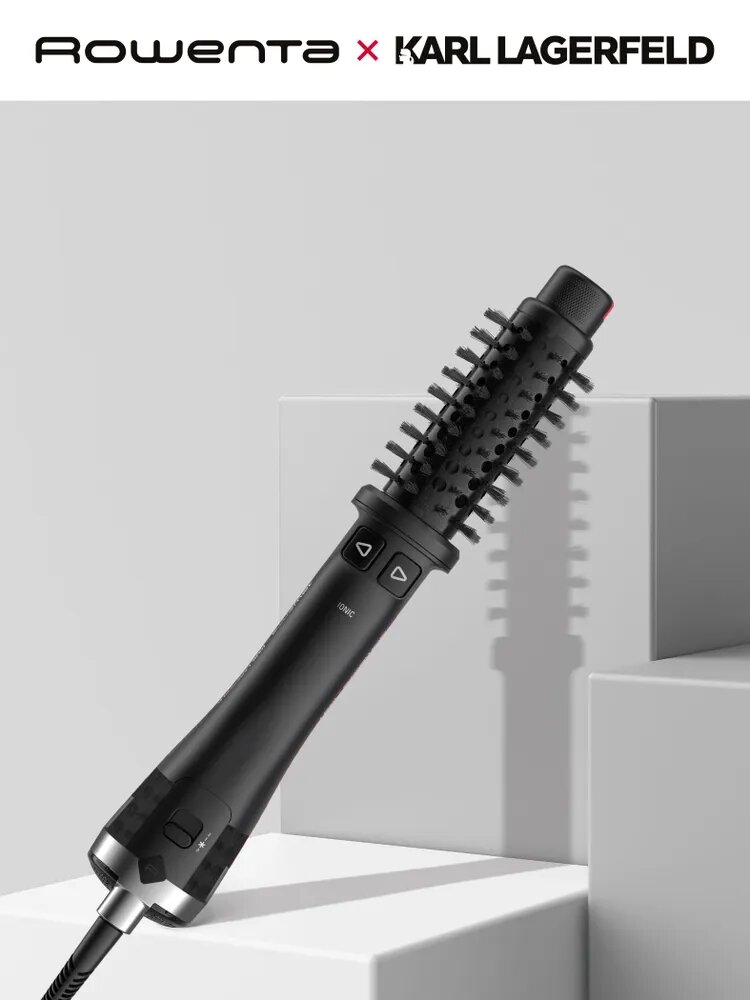 Фен щетка для волос с вращением Rowenta Brush Activ Compact CF9520F0 с ионизацией и 2 насадками, 5 режимов, 1000 Вт, белая/золотая
