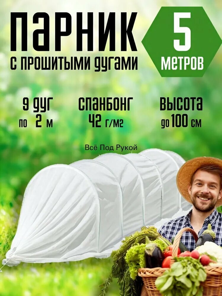 Парник, теплица арочная mzm-20260304163207850 5х2х1м, Полиэтилен