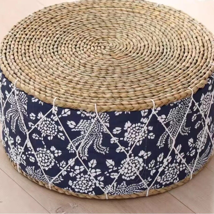 Соломенный круглый пуф Zafu 45X20CM это стильное и функциональное