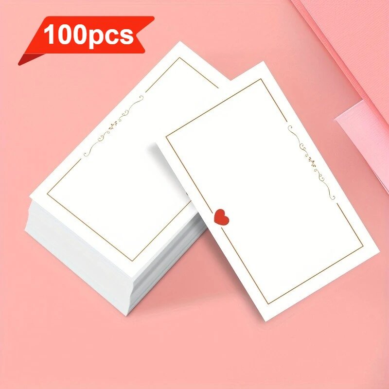 Открытки белые 100шт с сердечком