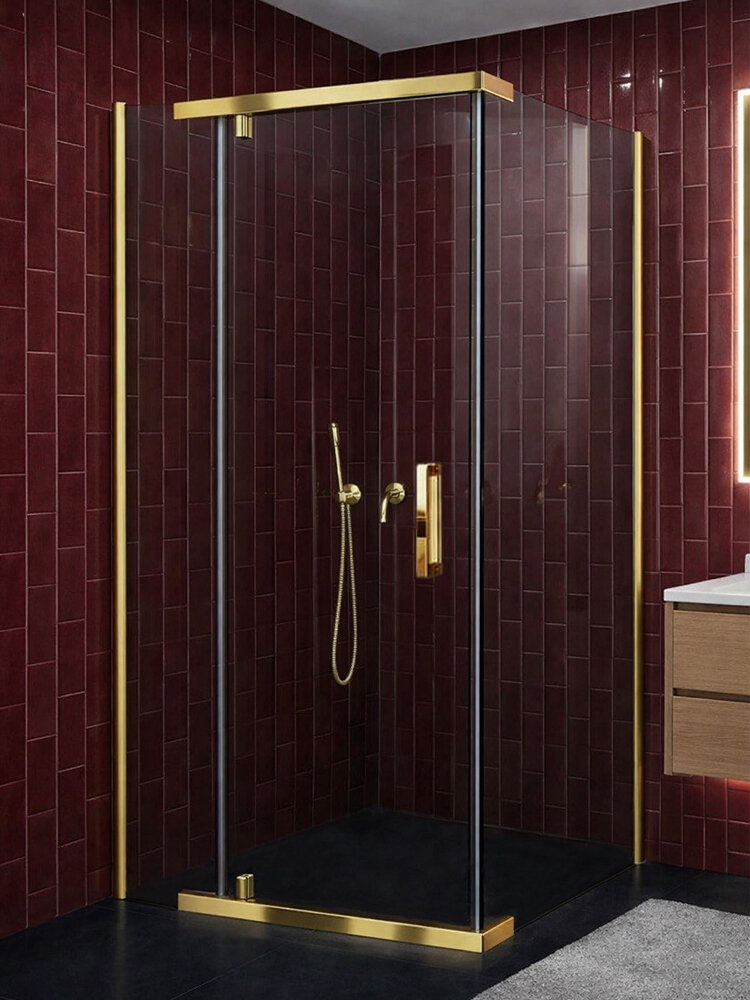 Душевой уголок Royal Bath RB 90х100х200 стекло прозрачное 6мм профиль золото полированный