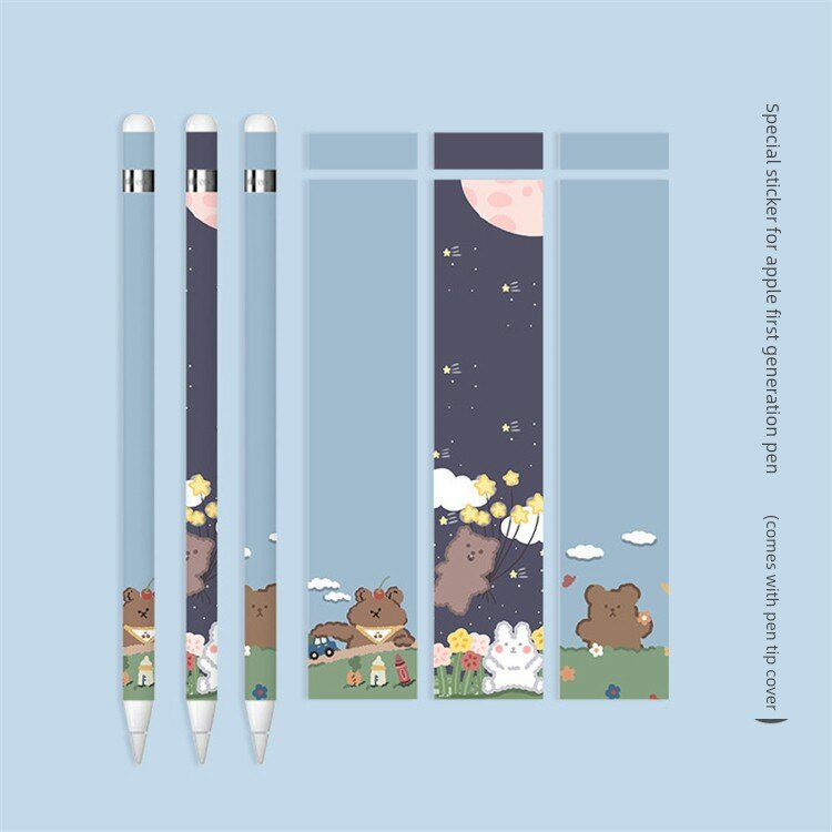 Анти-скользящая наклейка для Apple Pencil с дизайном медвежьего автомобиля для 1-го поколения, улучшение хвата