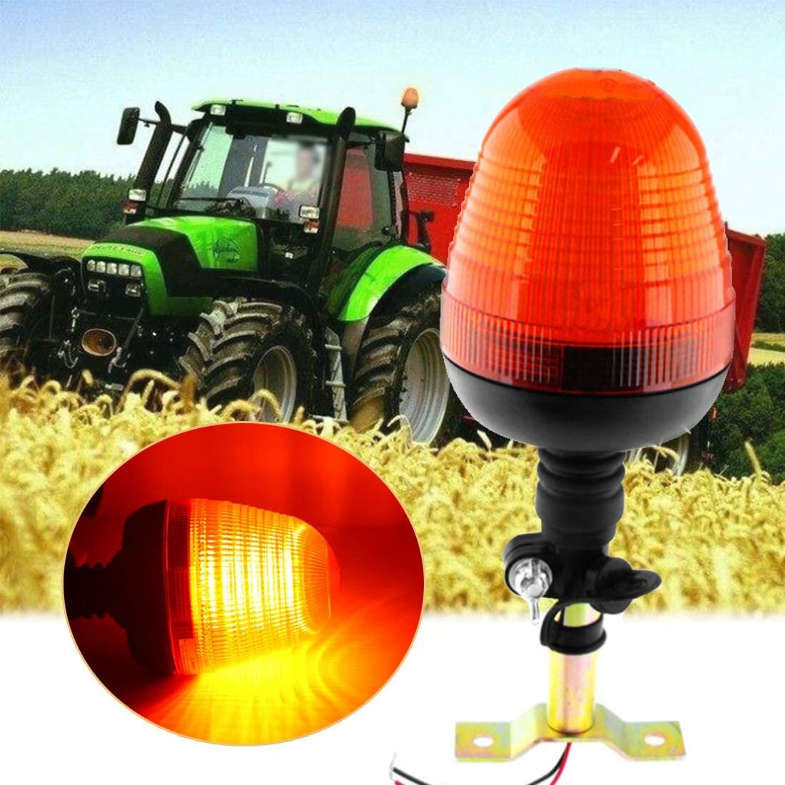 Проблесковый маячок желтый на кронштейне 12-24v мигалка для авто