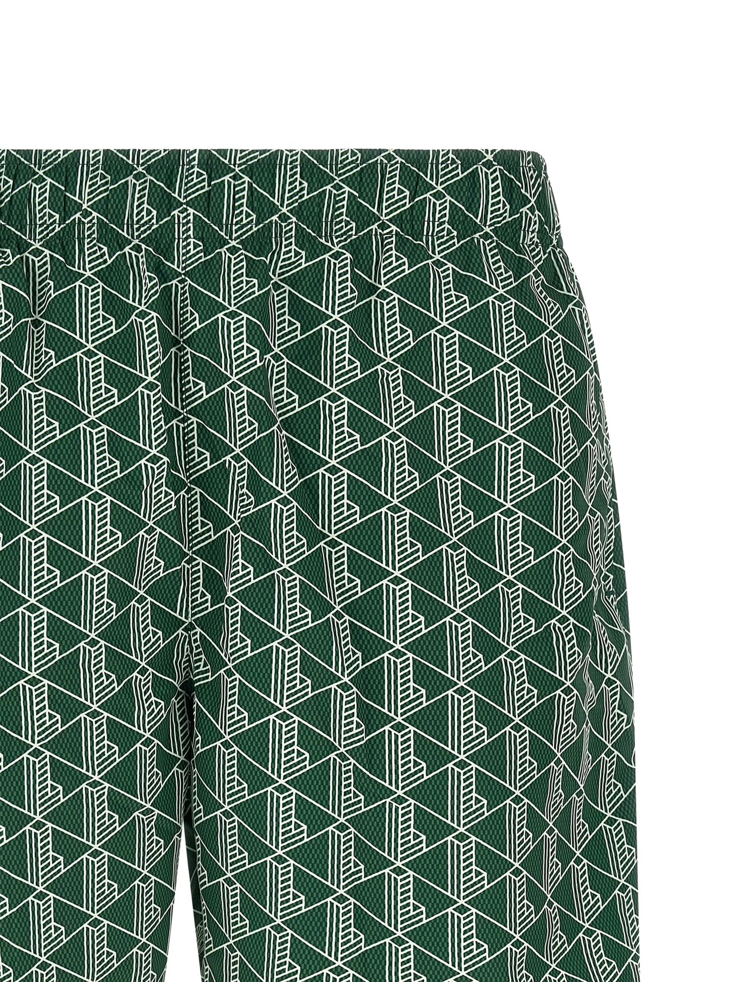 Купальник LACOSTE Monogram-print drawstring swimsuit, размер XL, green — фото 1