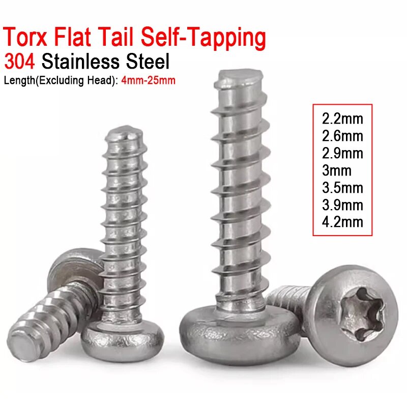 Саморезы Torx из нержавеющей стали 304, 2.2-4.2 мм