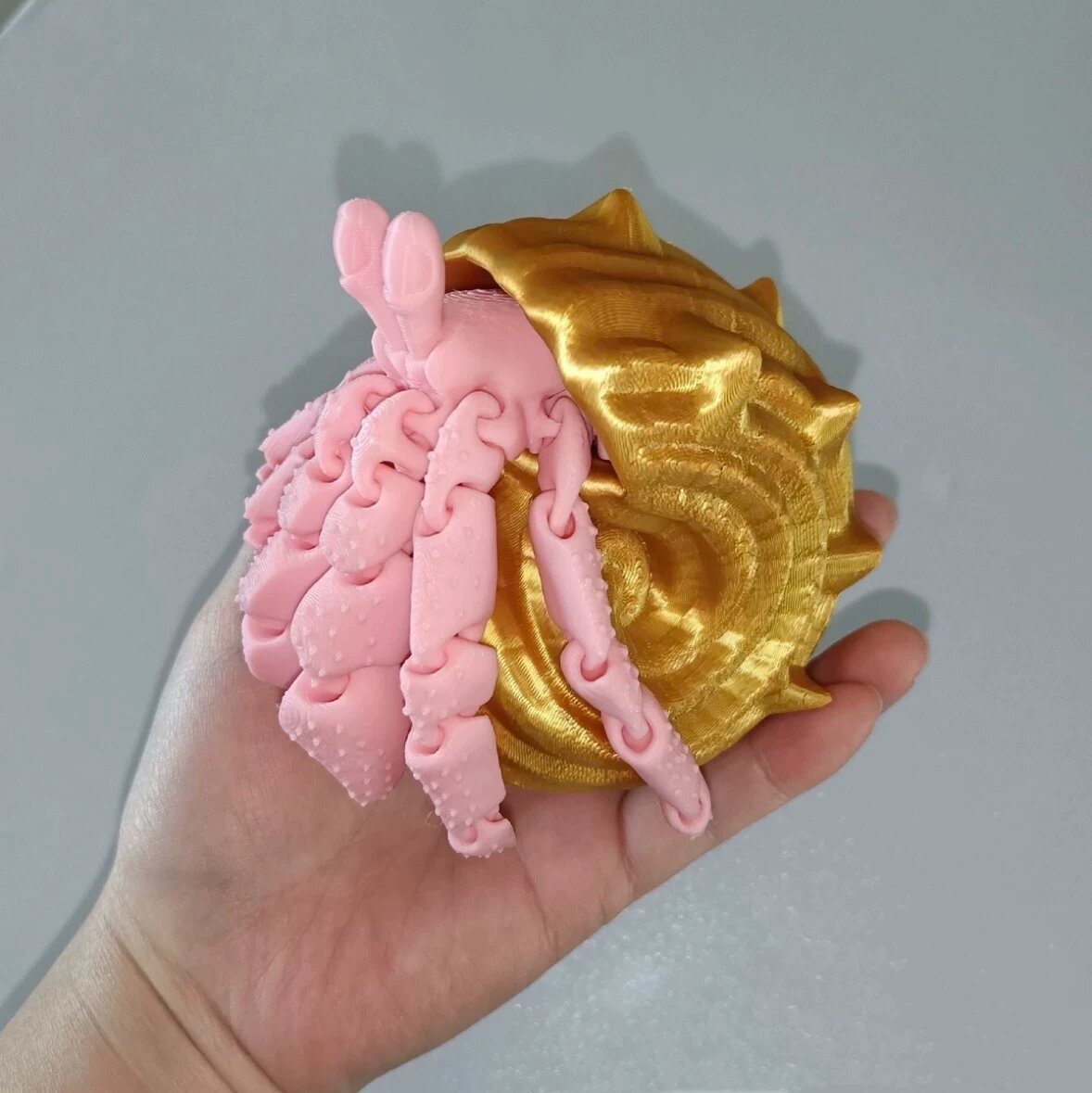 3D-печатная фигурка краба-рентгена с многосуставной подвижностью, длина 14 см, градиент розово-золотого цвета
