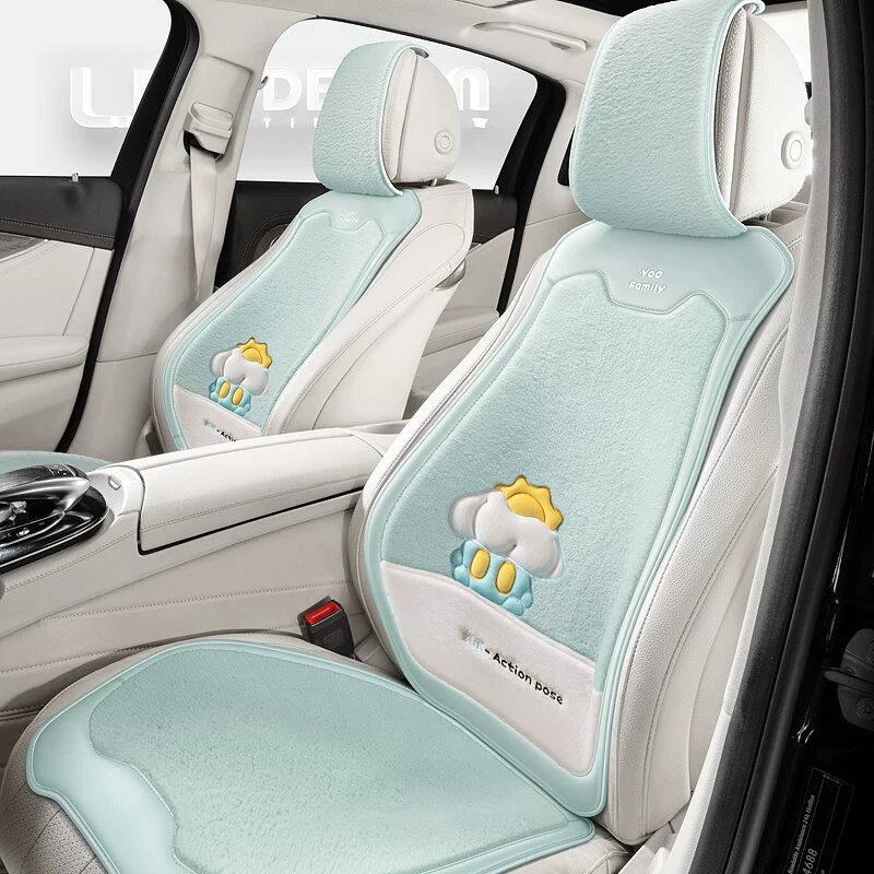 Yoo Family Зимняя Плюшевая Подушка для Сиденья Автомобиля с Карикатурами - Персонаж Яньян, Раздельный Дизайн, Двойные
