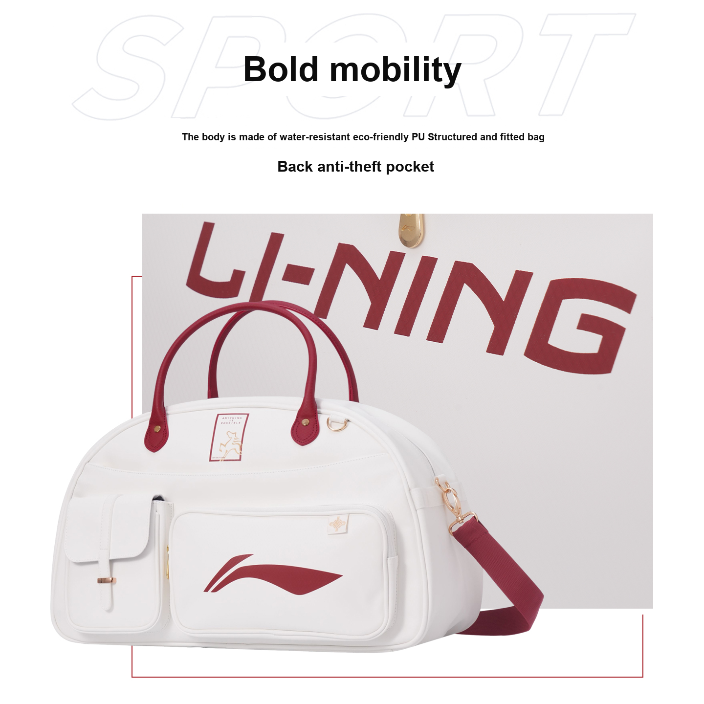 Сумка LI-NING, белый, — фото 1