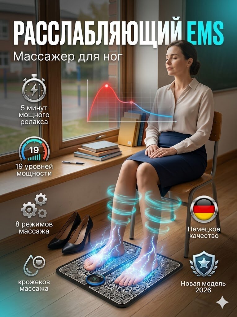 Тренажёр-миостимулятор EMS Foot Massager для стоп, массажер для ног