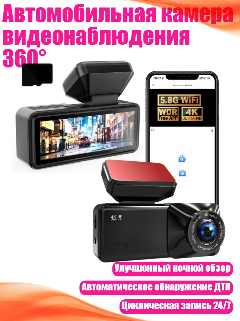 Автомобильная камера видеонаблюдения 360°