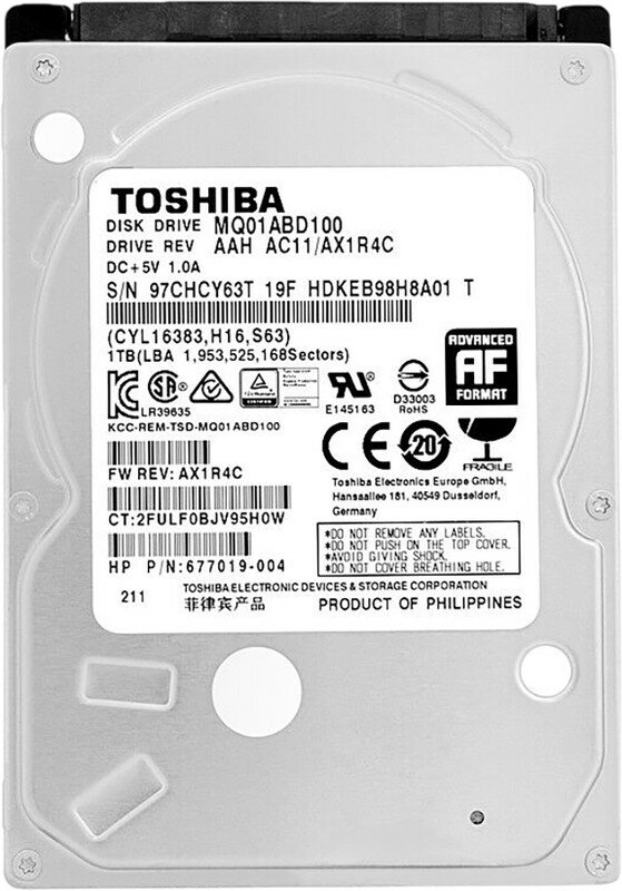 MQ01ABD100R /Жесткий диск HDD Toshiba SATA 1TB 2.5" 6.0 Gbits 5400 rpm 8Mb OFFICIAL RECERTIFIED 1 ye
