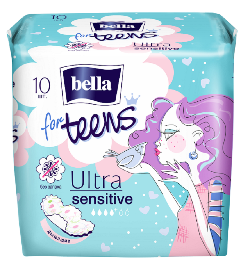 Прокладки гигиенические Bella For Teens Ultra Sensitive, 4 капли из 6, 10шт