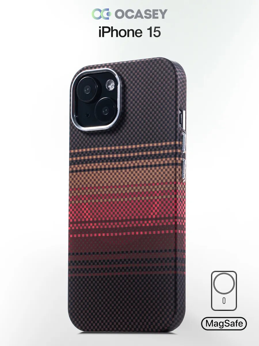 Чехол О'Кейси, для iPhone 15, защита от ударов, карбоновое покрытие