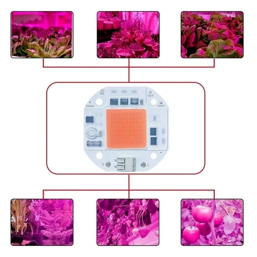LED COB чип 50W Warm White 220V — фото 1