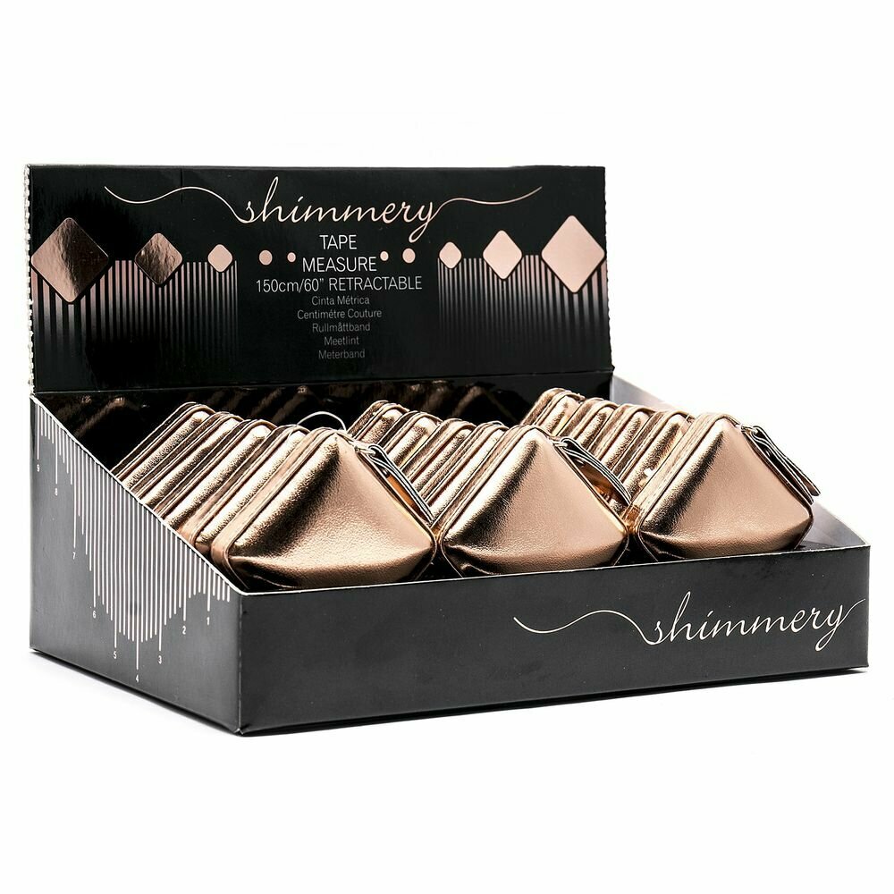 Сантиметры-рулетки HEMLINE "Rose Gold", 15 шт, в картонном цветном дисплее