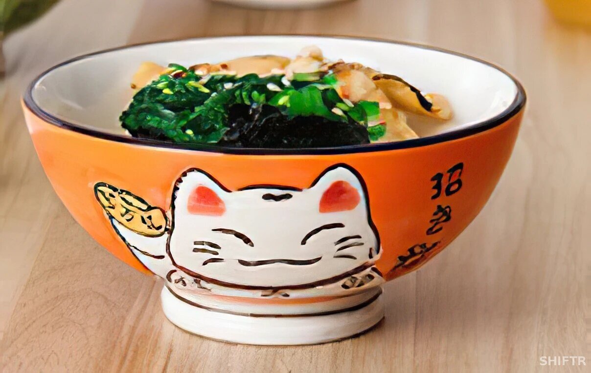 Керамическая миска Lucky Cat синяя/желтая/зеленая/фиолетовая/оранжевая XINCHEN Черный, Orange, Caliber 20.5cm