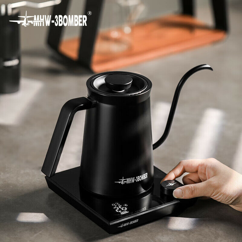 MHW-3BOMBER Assassination-Style Temperature-Controlled Kettle, Smart Pour-Over Coffee Maker, Household Stainless Steel, Electric Hot Water And Tea Infuser, Black