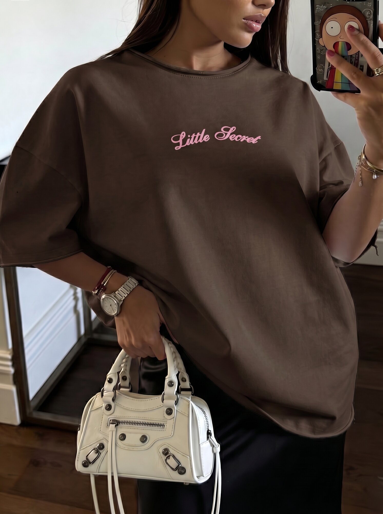 Футболка Little Secret базовая, хлопок, размер One Size, коричневый — фото 1