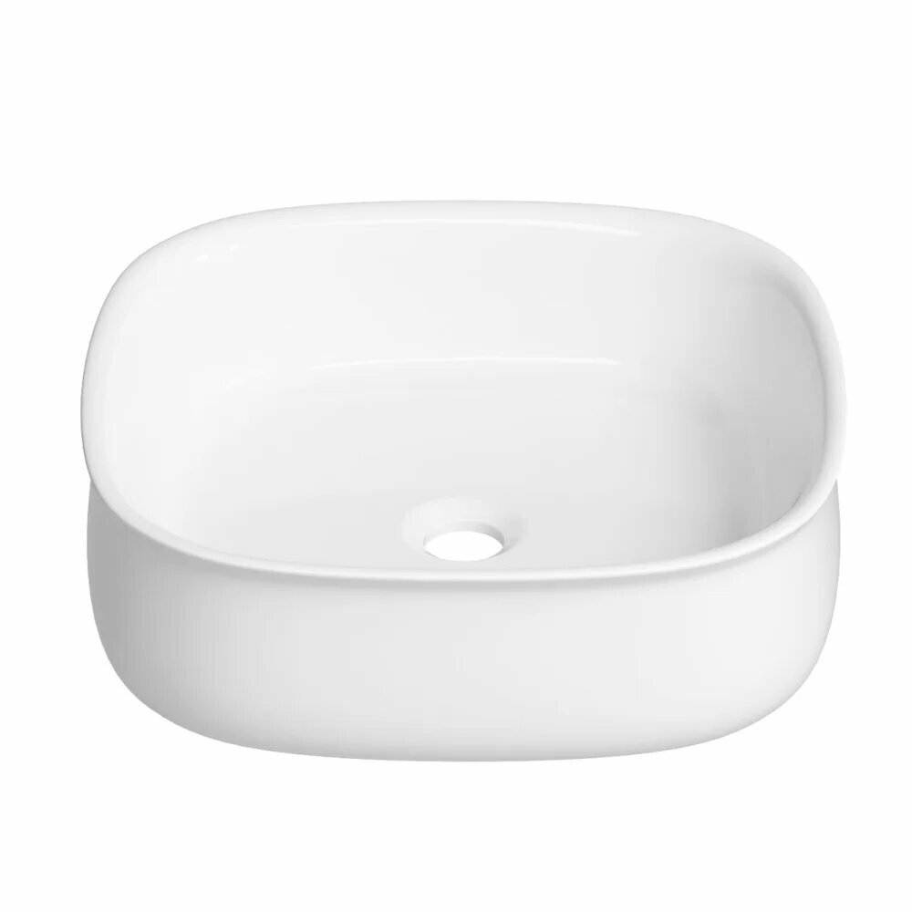 Накладная раковина для ванной комнаты Lavinia Boho Bathroom Sink 33311083: умывальник из фарфора 42 см, квадратный, цвет глянцевый белый