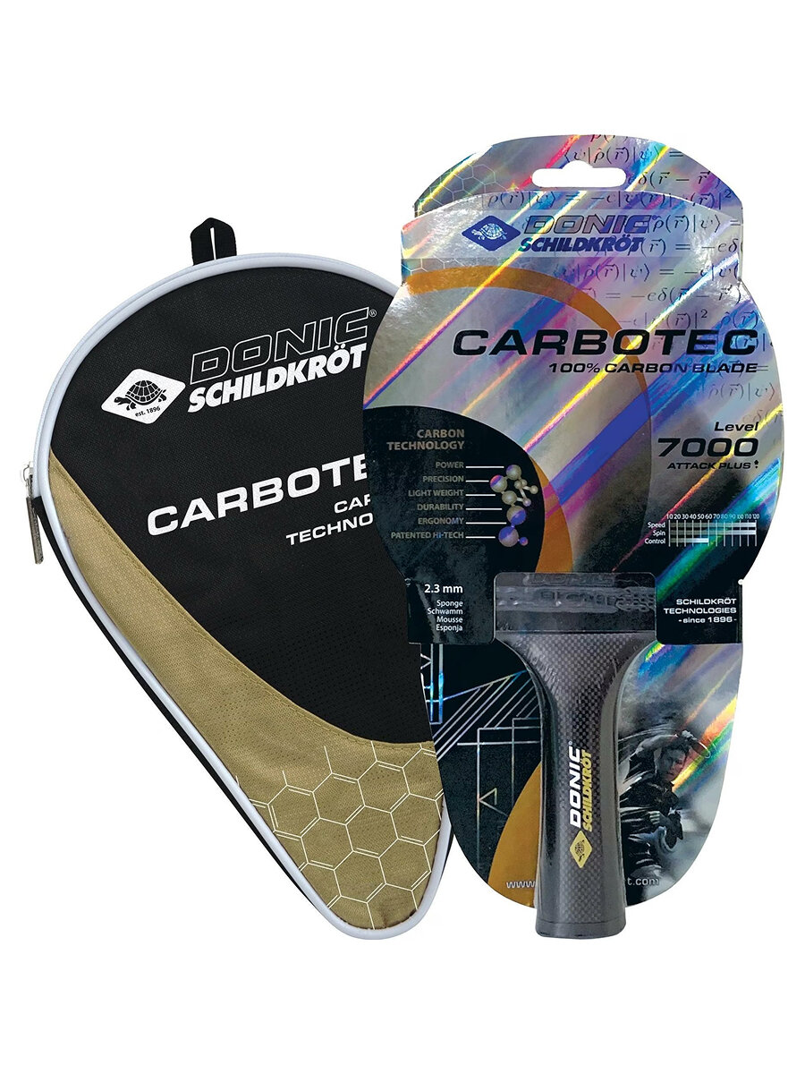 Ракетка для настольного тенниса Donic/Schildkrot Carbotec 7000, ручка CV, с чехлом