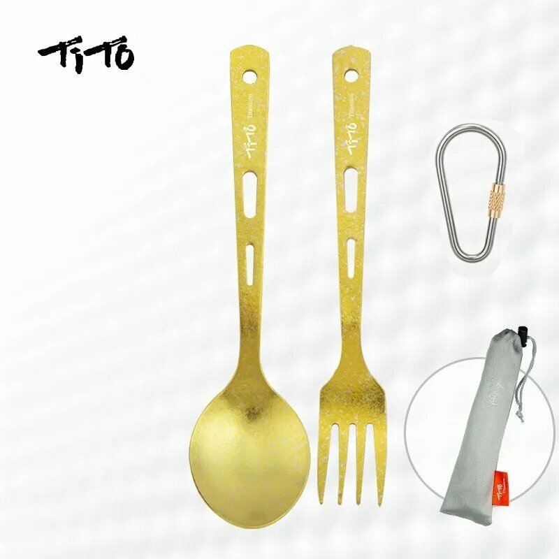 Титановый набор посуды, ложка + вилка + нож, ложка + вилка, TITO TITANIUM