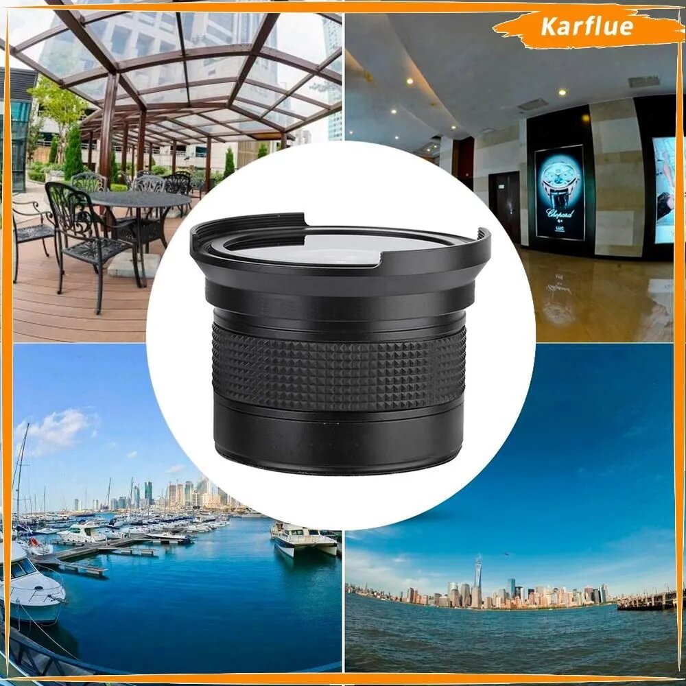 Объектив Karflue 0.36X High Definition Fisheye Lens для фотокамеры, черный металлический корпус — фото 1