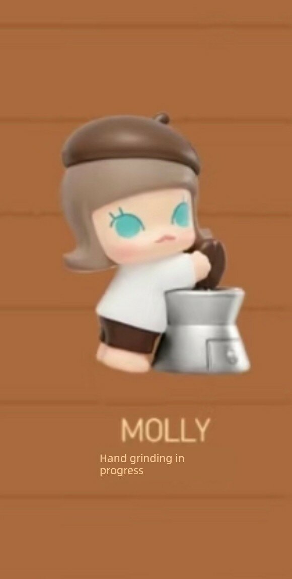 Pop Mart Coffee Factory Series Ручная работа фигурка Молли с кофемолкой