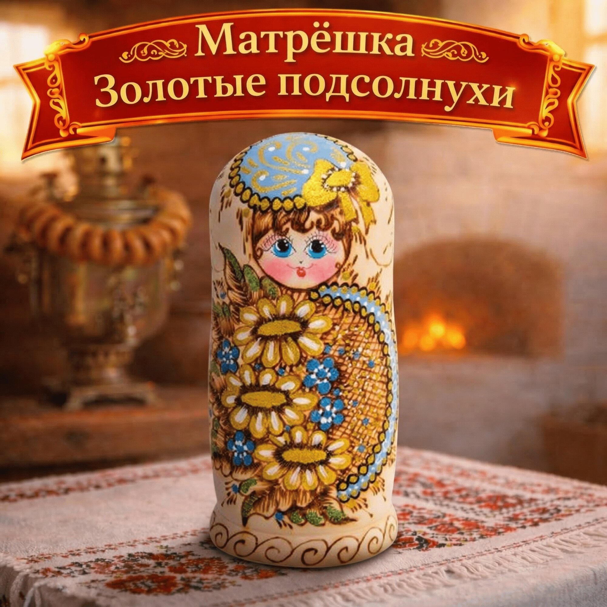 Матрешка Золотые подсолнухи