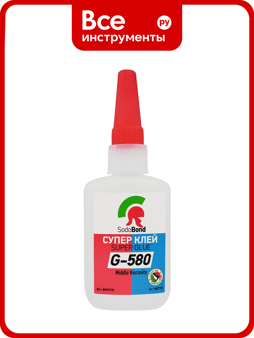 Супер клей SODOBOND G-580 50 гр 4631177710902 этилцианакрилатный клей для керамики и стекла, водостойкий клей