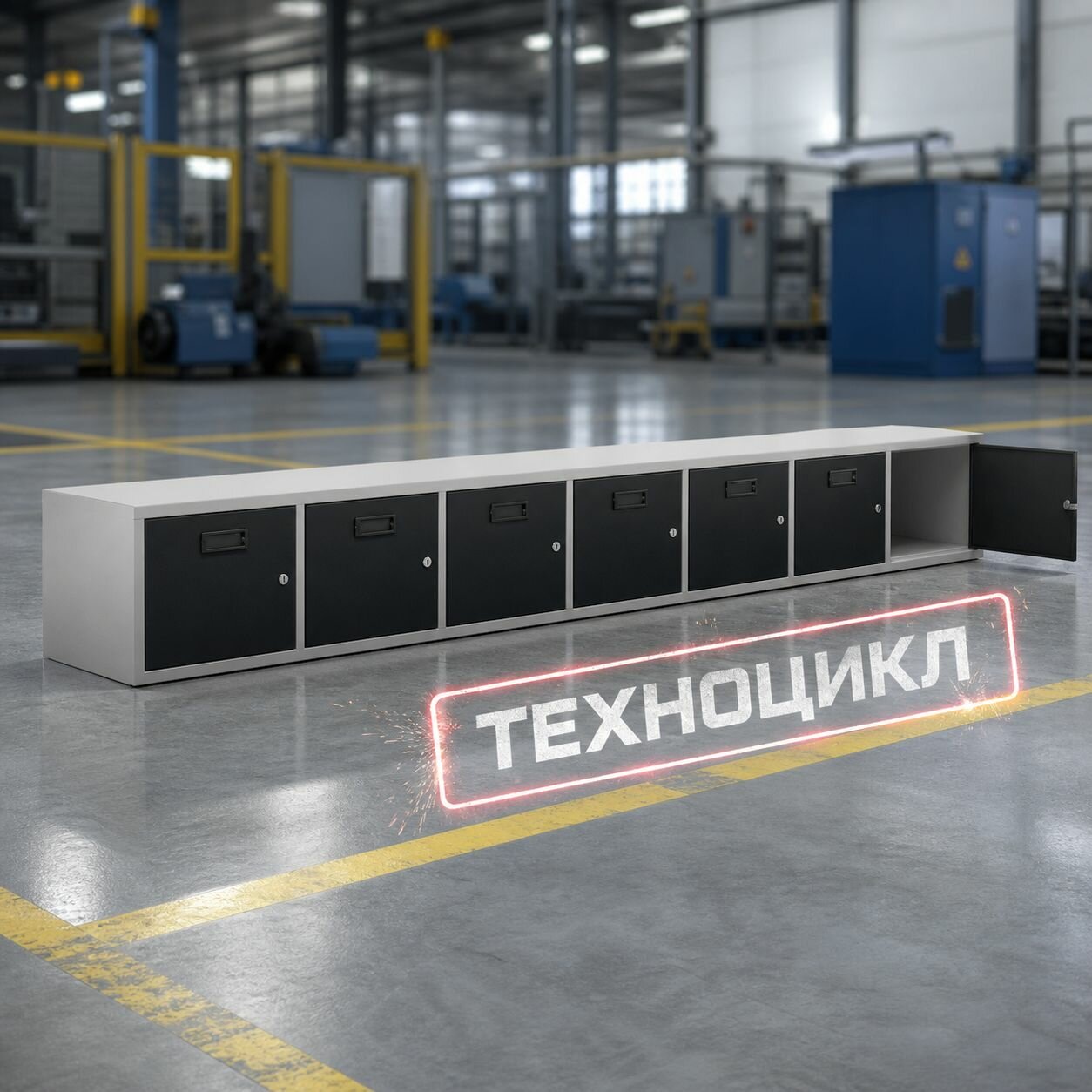 Шкаф для касок 6 ячеек, 356х2408х350 мм, серый RAL 7035 техноцикл