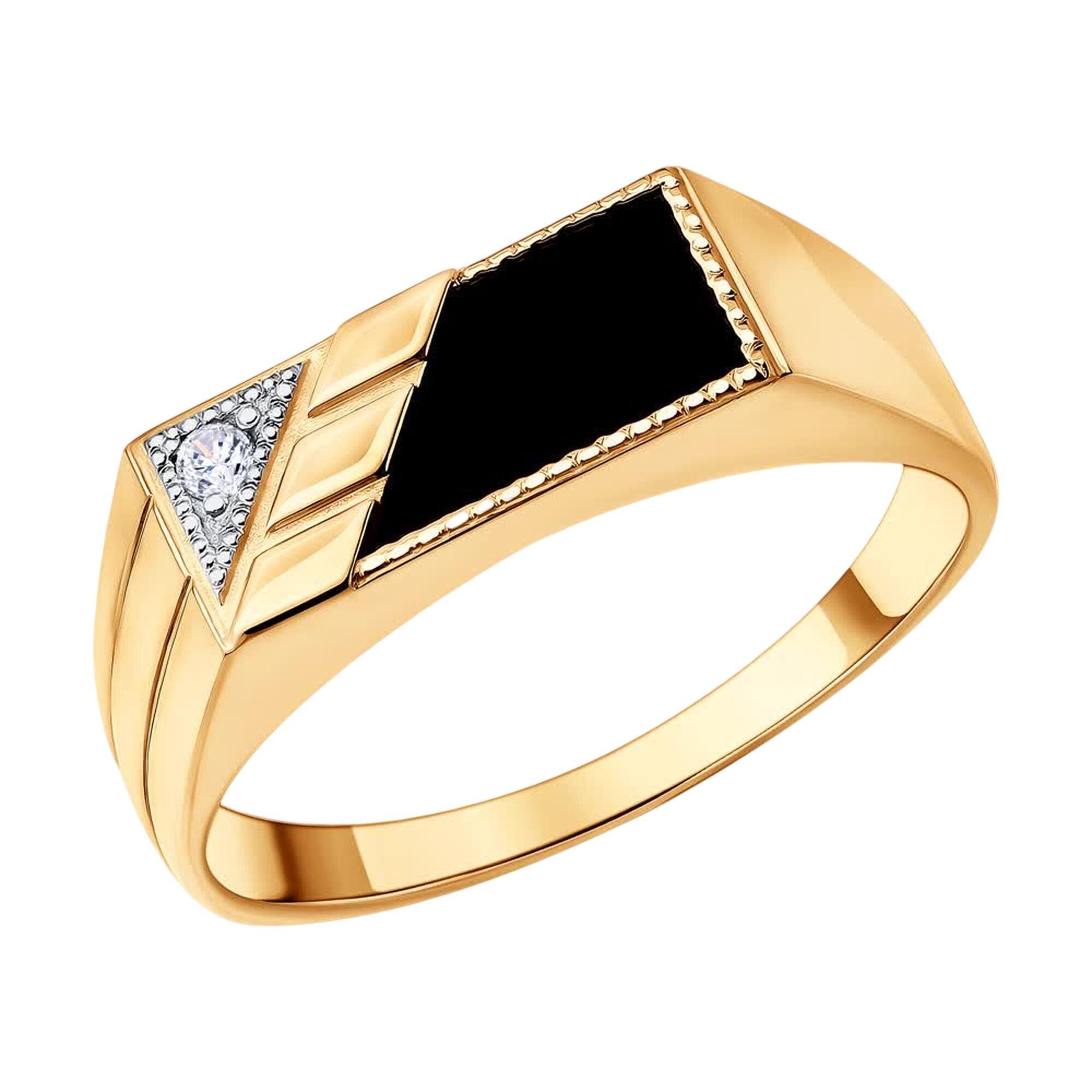 Печатка Diamant online, красное золото, 585 проба, фианит, шпинель