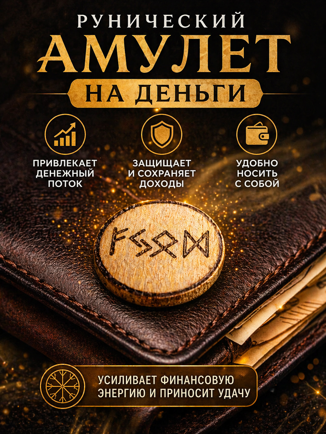 Рунический денежный амулет в кошелек — талисман