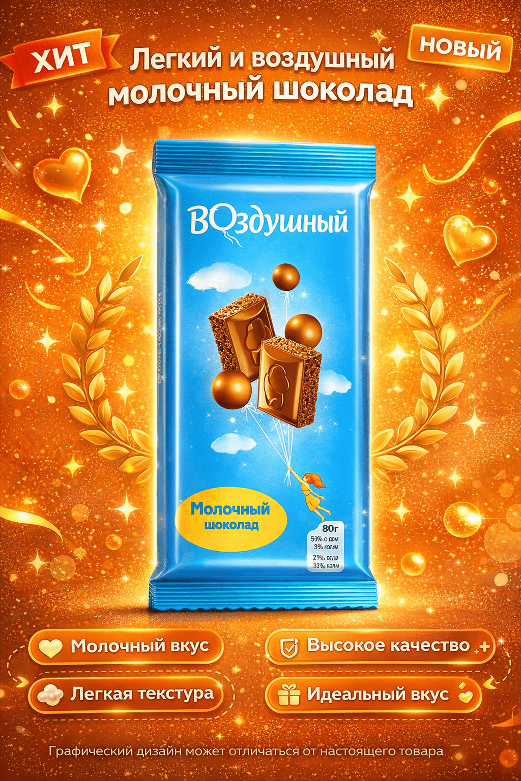 Шоколад молочный воздушный (Россия) 80г
