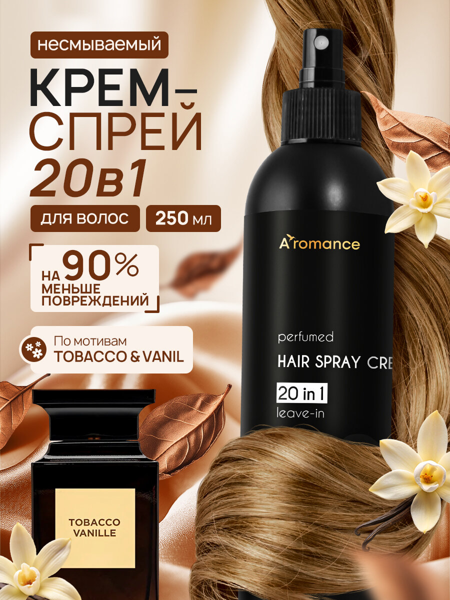 Спрей для волос 20в1, несмываемый крем термозащита с кератином, легкое расчесывание, восстановление поврежденных волос, парфюмированный Tobacco & Vanil