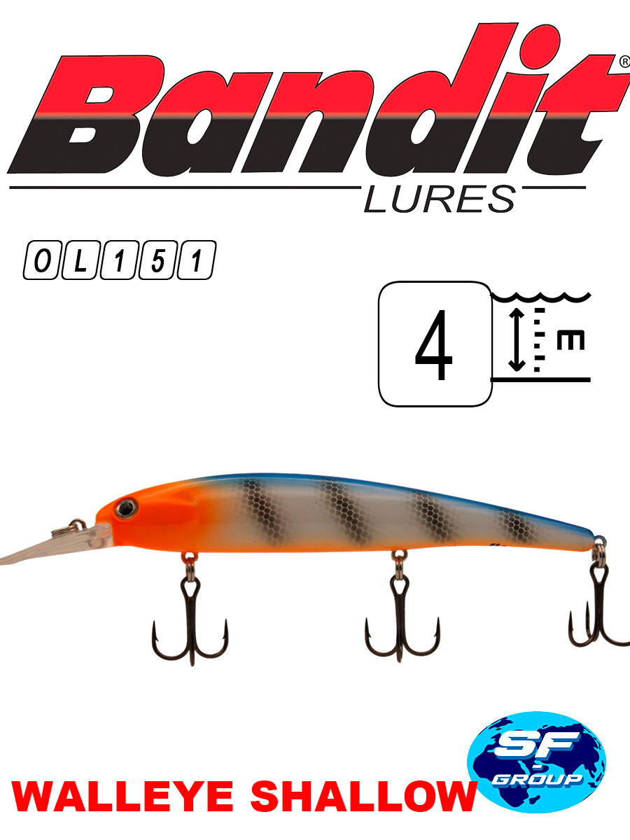 Воблер Bandit Walleye Shallow 12 см 17,5 гр заглубление 4м #OL151