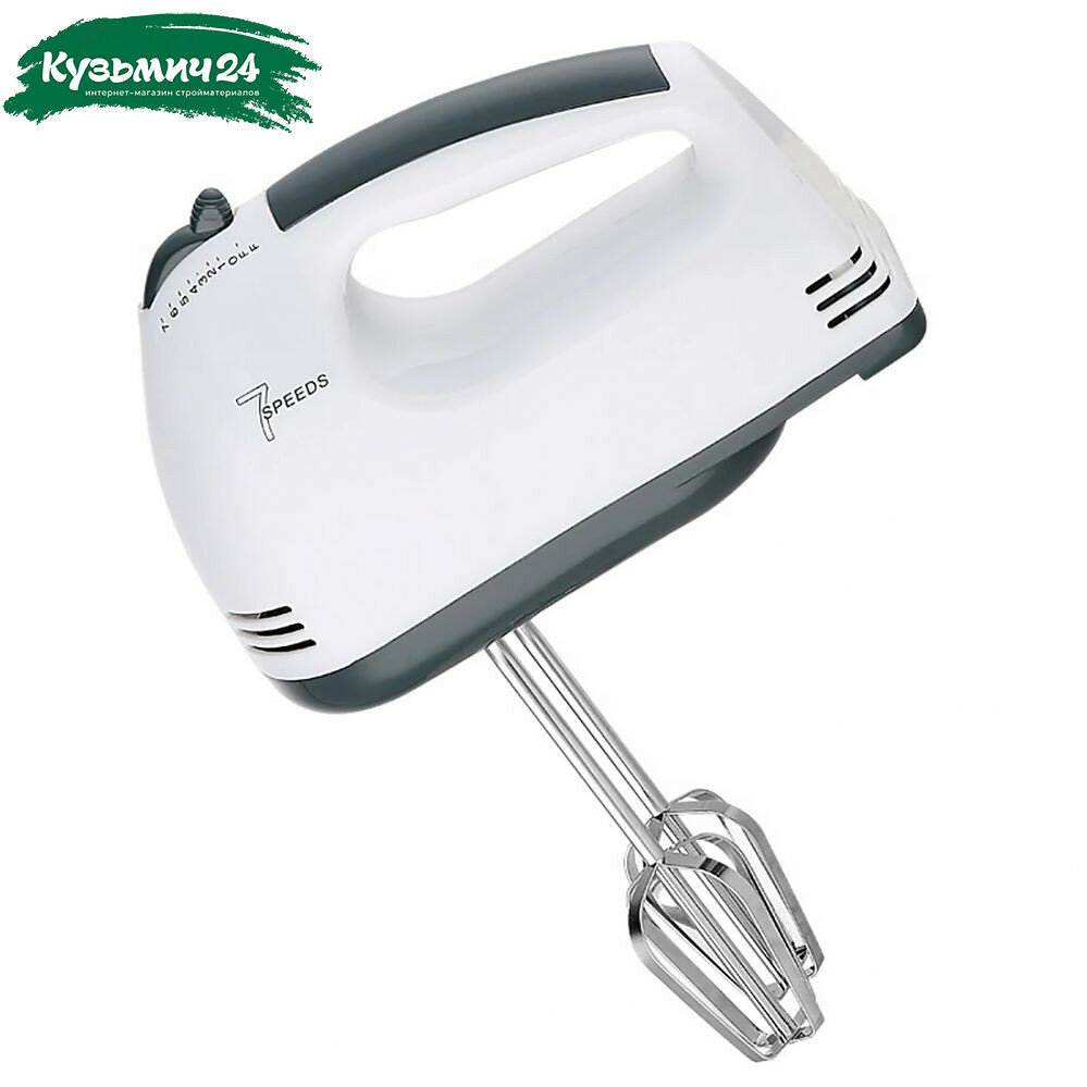 Миксер Willmark M-5310 2004059, 200 Вт, 7 скоростей, 4 насадки, цвет белый с серым
