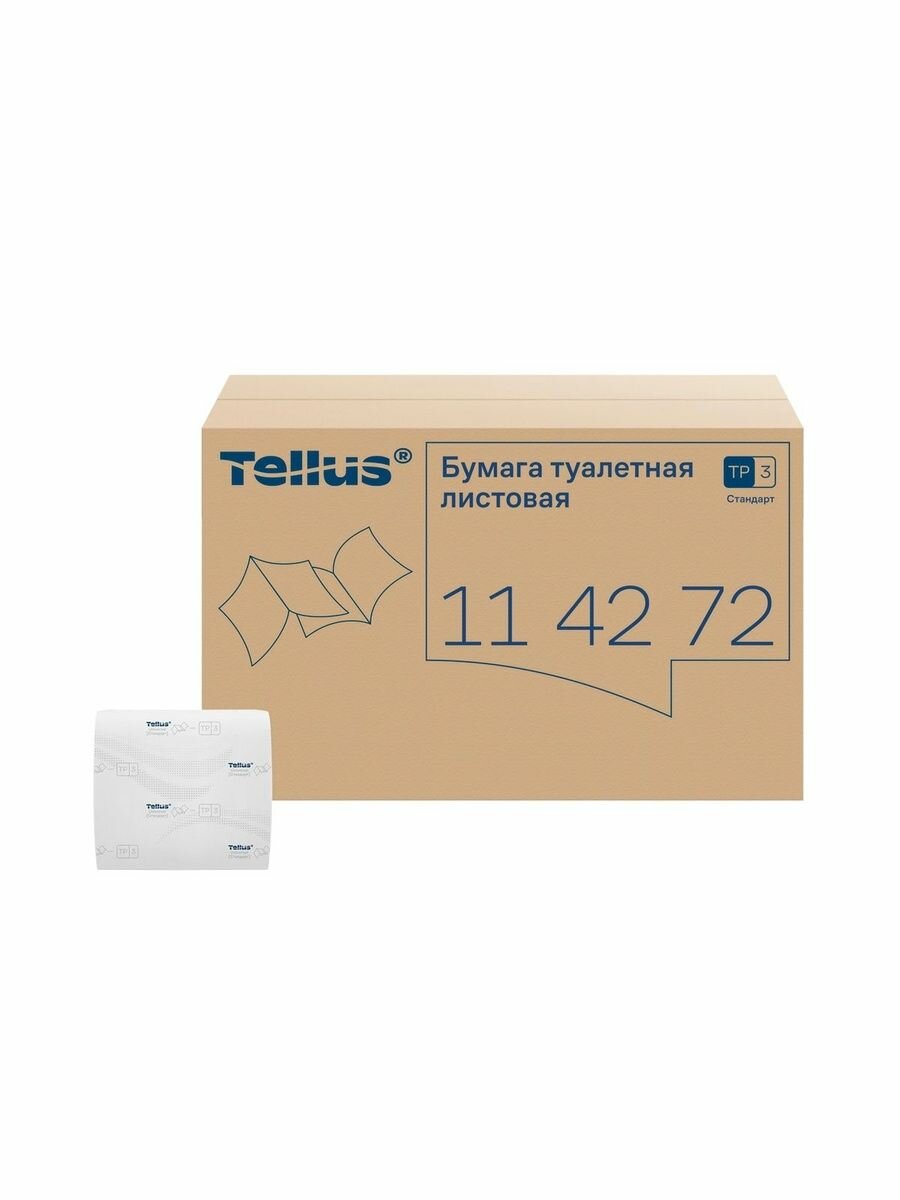 Туалетная бумага Tellus (Tork) Universal, листовая, система T3, 250 листов, 1сл, белая, 24 пачки (арт: 114272)