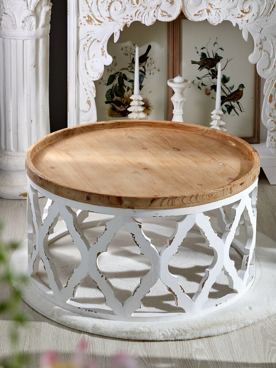 Столик Glasar 62-018, кофейный, античный стиль, дерево, МДФ, 81 x 81 х 40см