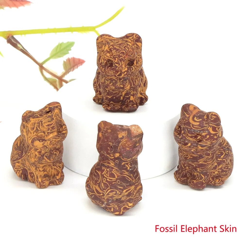 Статуя кошки из камня Коричневый, 1pc, Fossil Elephant Skin