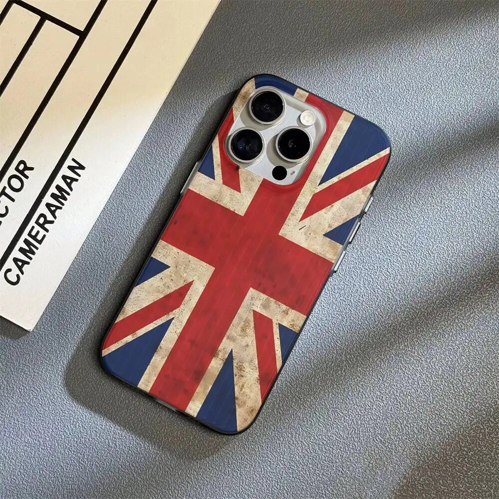 England British Uk Flag Phone Case For IPhone 17 16 15 14 13 12 11 Corrugated Frosted Soft Cover Anti-Slip