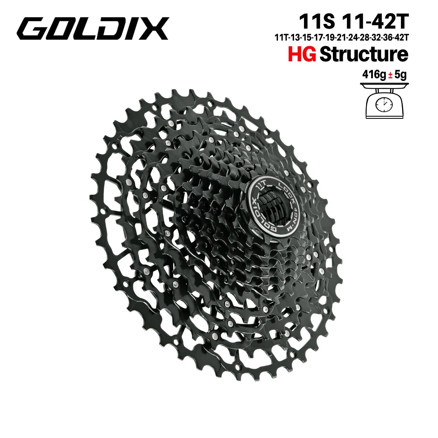 GOLDIX Сверхлегкая кассета для горного велосипеда 9/10/11/12/13 скоростей черная